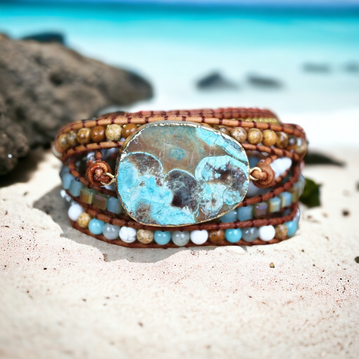 Ocean Turquoise Wrap Bracelet – Stress Relief Crystal Jewelry