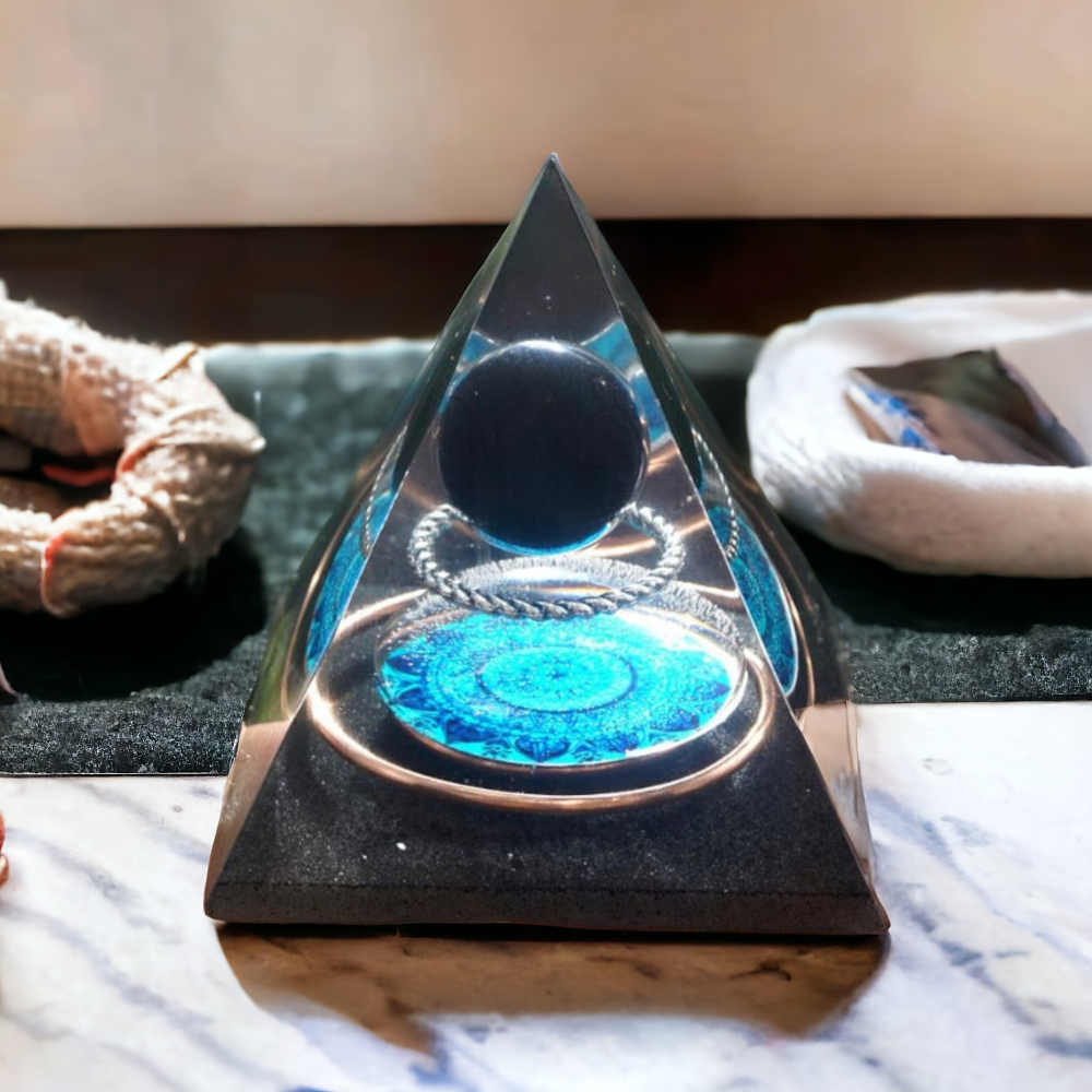 Dark Matter Obsidian Copper Orgone Pyramid