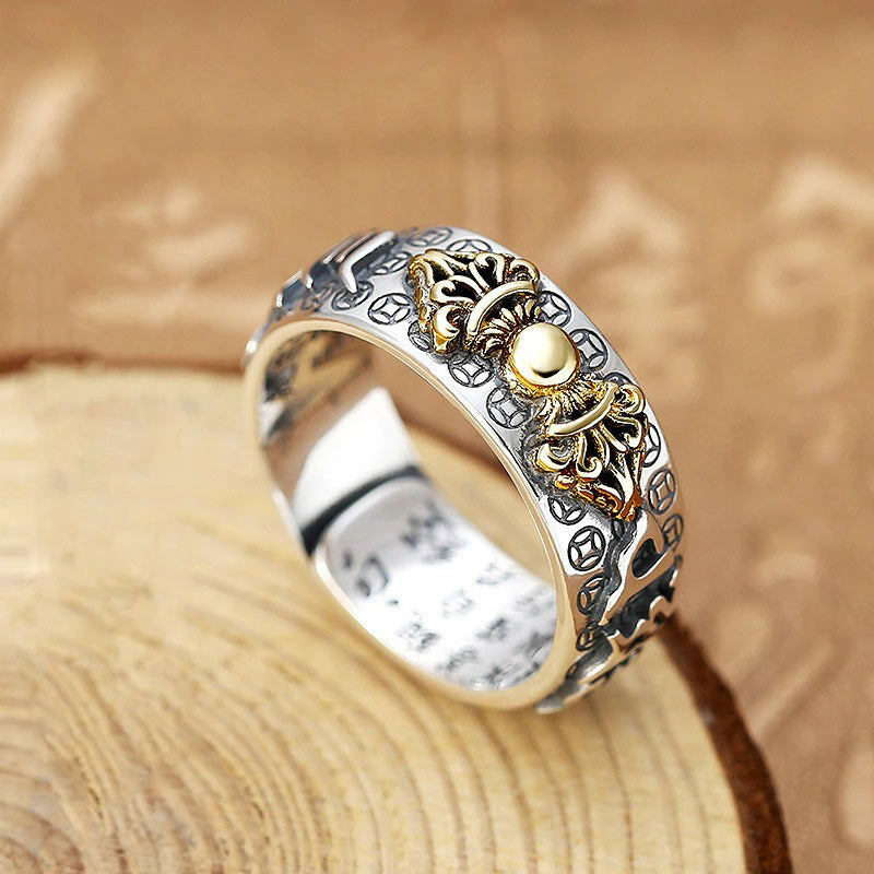 Buddhist Zen Silver Ring