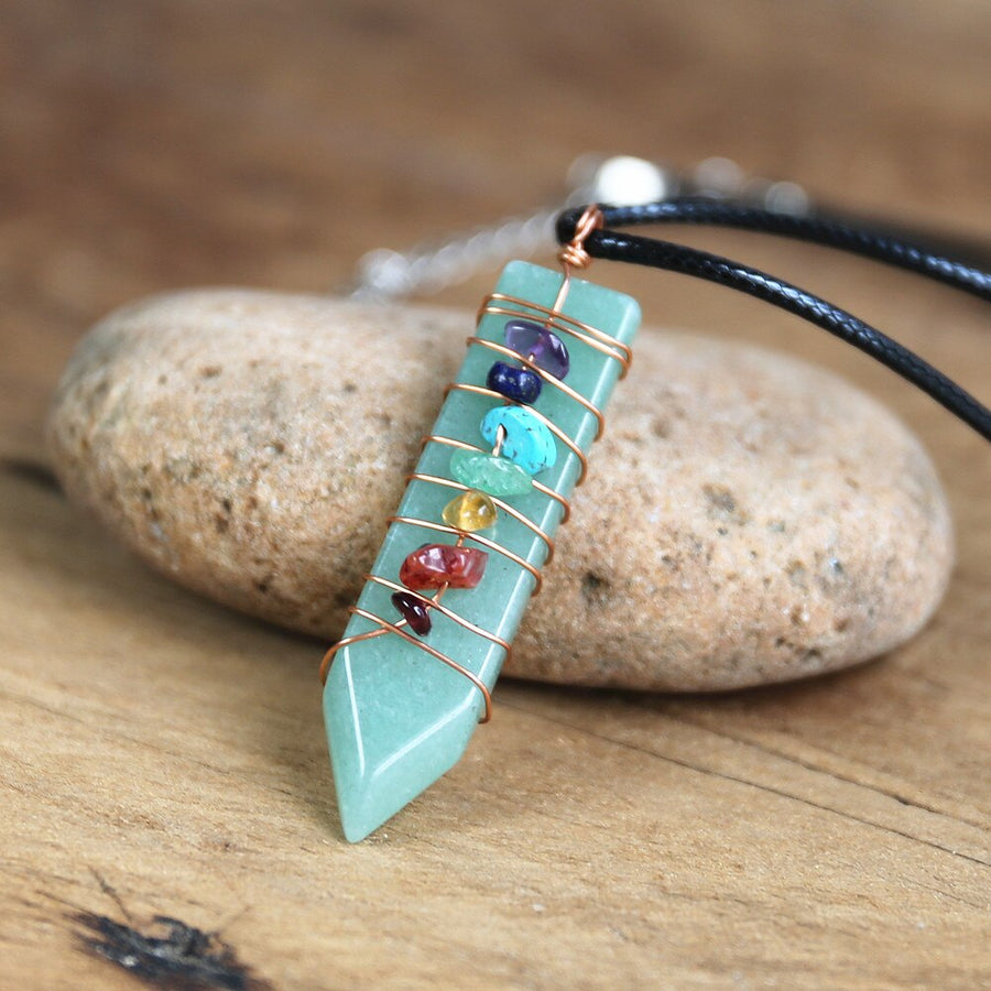 Jade Pillar 7 Chakras Necklace