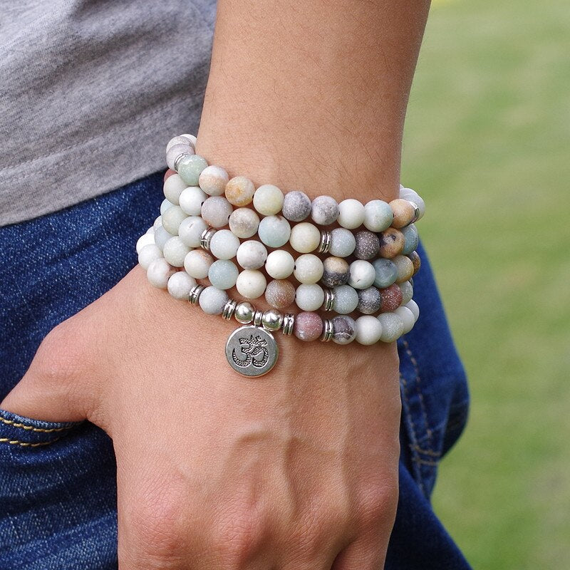Zen Amazonite OM Prayer Bracelet