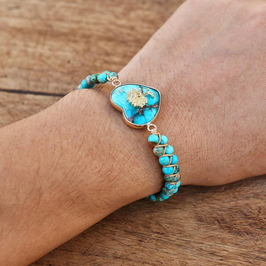Knowledge Tree Turquoise Heart Bracelet