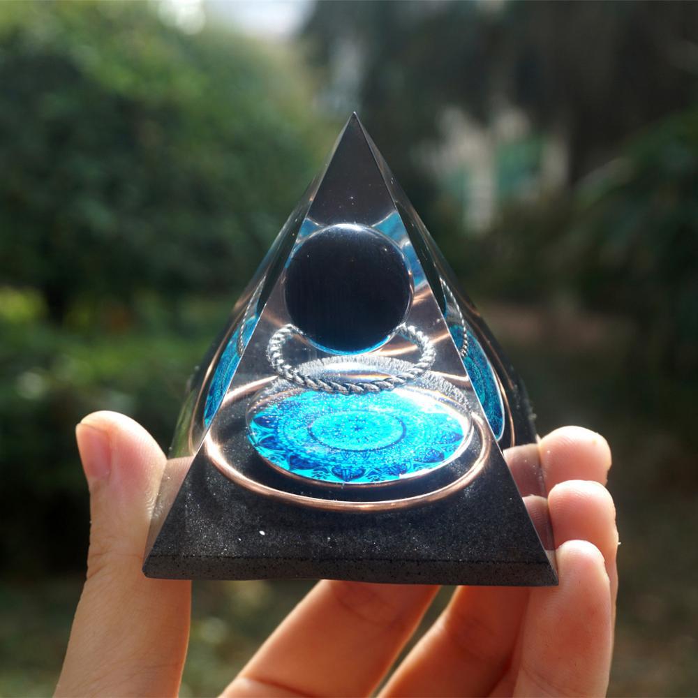 Dark Matter Obsidian Copper Orgone Pyramid