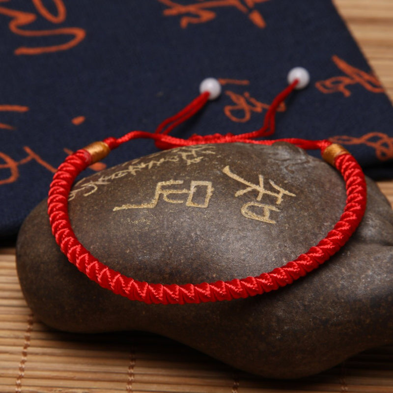 Embroidered Lucky Red String Bracelet